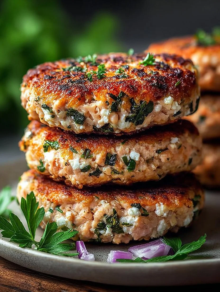 Mediterranean Greek Chicken Burgers with Herbs and Feta