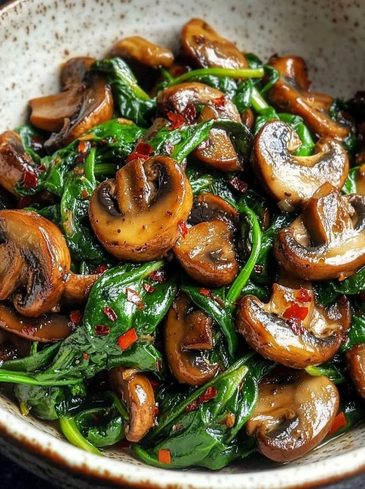 Sautéed Garlic Spinach and Mushrooms